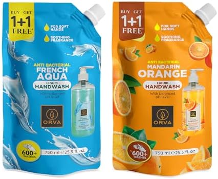 Orva refill pouch Hand Wash 750 Ml Germ Fighter Protection &Soft Liquid ...