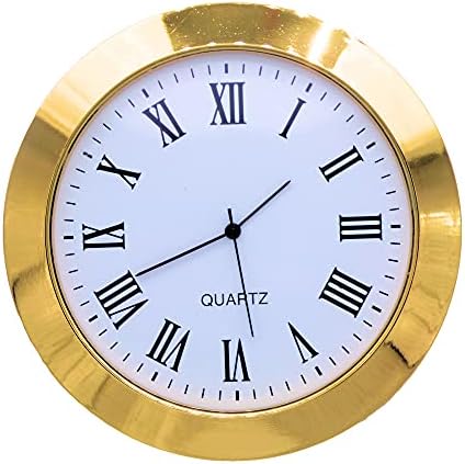 Clock Insert 33mm Gold Bezel fits 30mm Hole, Roman Numerals, White Dial ...