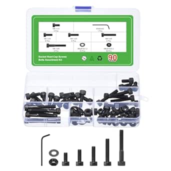 uxcell Hex Socket Bolt Kits (M6), Grade 12.9 Carbon Steel Hex Socket ...