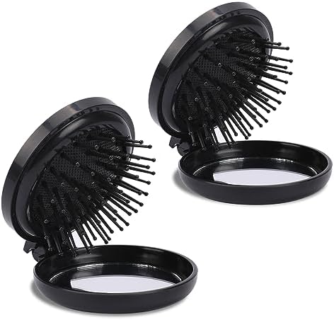 Amazon.com : Arthaxi Travel Hair Brush with Mirror, Compact Mirror with ...