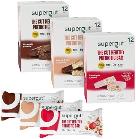 Amazon.com : Supergut Prebiotic Bars | Meal Replacement | Boost GLP-1 ...