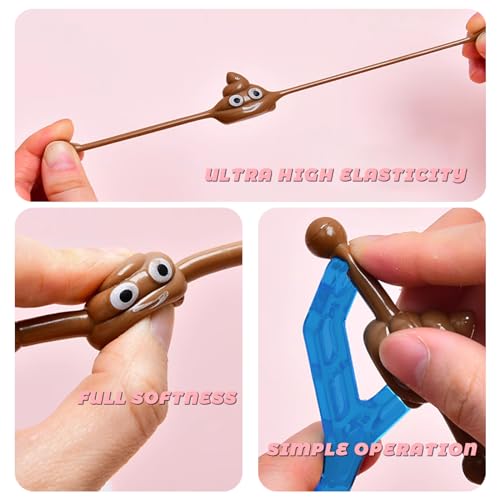 42 Pcs Funny Poo Slingshot Toy Set, 6 Slingshot and 36 Poo Bullets ...