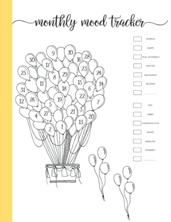 Amazon.com: Hot Air Balloon Mood Tracker: Monthly Mood Tracker Coloring ...