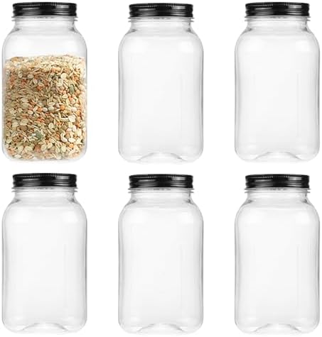 Amazon.com: OMNISAFE 32 Ounce Clear Plastic Mason Jars With Screw On ...