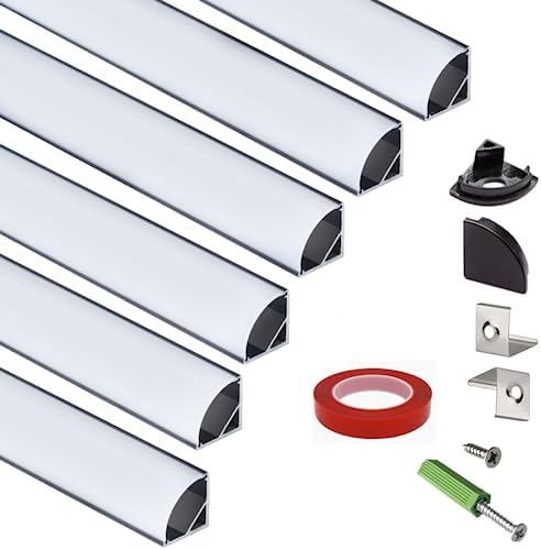 THMOOTHER Premium 6-Pack 16Inch V Shape LED Strip Black Channel for ...