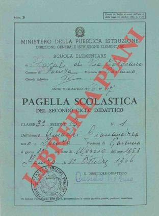 Amazon.com: Pagella scolastica. Scuola Elementare, Faenza, 1963/64 e ...