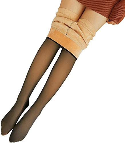 VJQB Flawless Legs Fake Translucent Warm Plush Lined Elastic Tights for ...