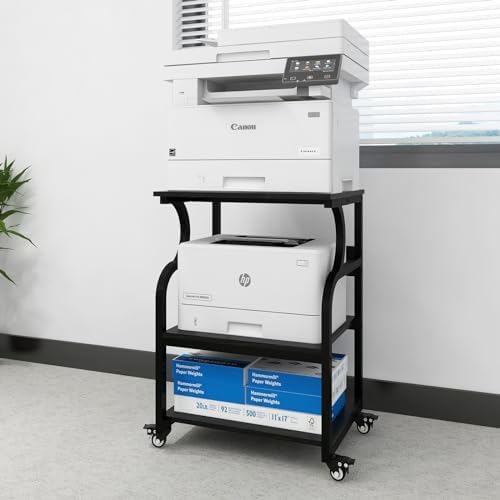 PUNCIA 3-Tier Movable Printer Stand with Storage Large Printer Table on ...