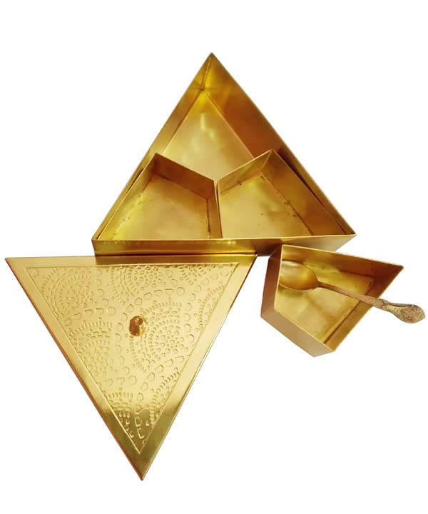 Triangle Mukhwas, Saunf & Supadi Box In Pure Brass With Non Tarnish ...