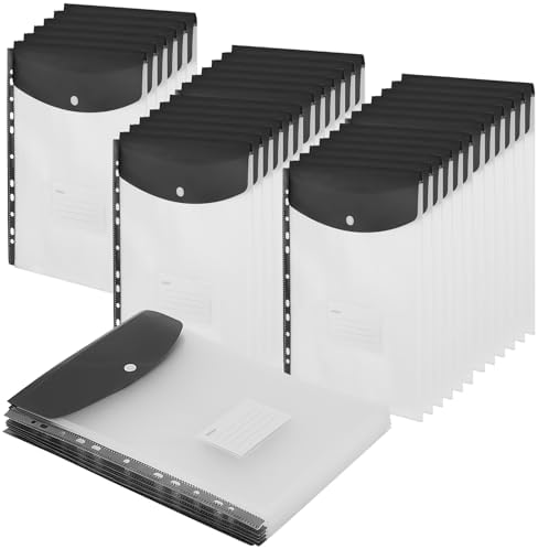 ZEONHAK 36 PCS Plastic Punched Wallets, A4 Folders, 11 Hole Ring Binder ...