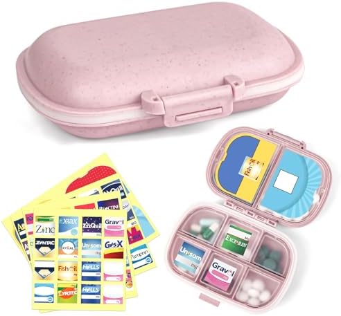 Amazon.com: 1Pack Travel Pill Organizer & 56 Medicine Name Stickers, 8 ...
