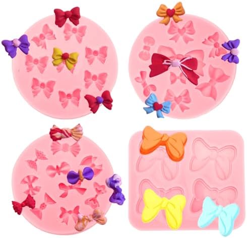Amazon.com: 4Pcs Bow Chocolate Molds Bow Silicone Fondant Mold Mini ...