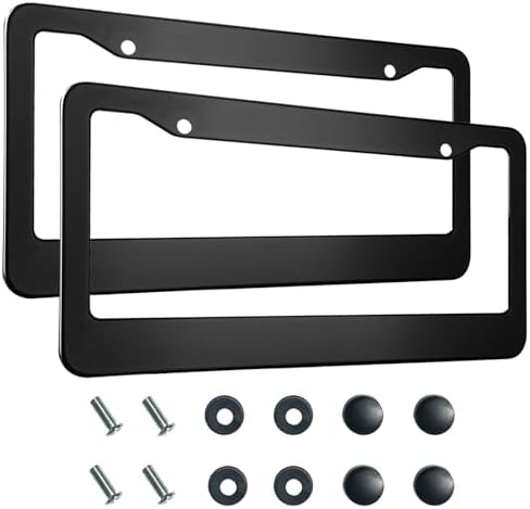 Amazon.com: Tongze Black License Plate Frames: Aluminum Alloy ...