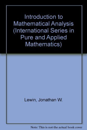 Buy Introduction to Mathematical Analysis (International Series in Pure ...