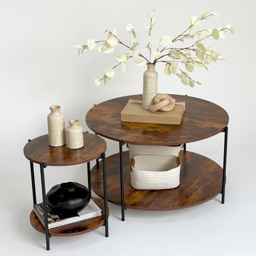 ALTALIA-HOME-OFFICE Set de 2 Mesas de Centro de Madera - Mesa de Centro ...