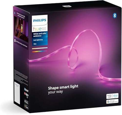Philips Hue Solo 10M Smart LED Strip, Pack 1 of 10 m, Ideal for Indoor ...