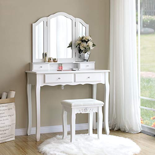 (TG. 145*90*40 cm) SONGMICS Tavolo da Toeletta, Specchiera per Trucco, Comò per