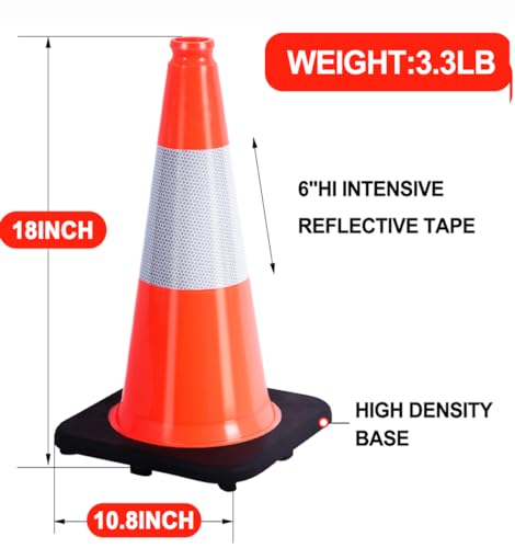 Snapklik.com : (8 Cones) BESEA 18 Inch Orange PVC Cones Traffic Safety ...