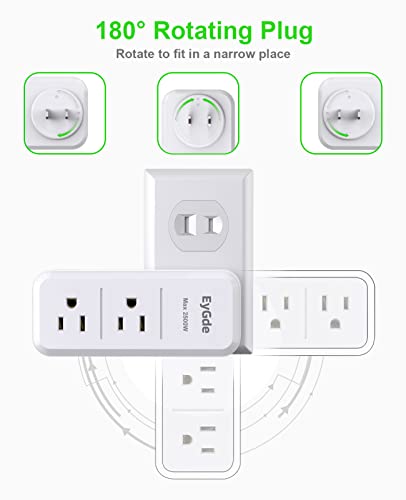 Snapklik.com : 2 Pack 2 Prong Outlet Extender 2 Prong To 3 Prong Outlet ...