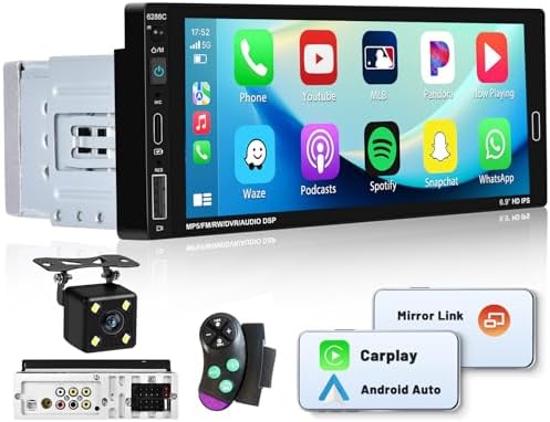 Amazon.com: Hikity Single Din Car Stereo Apple Carplay Android Auto, 6.9 Inch Car Play ...