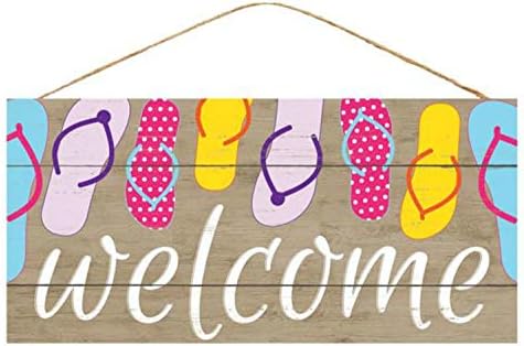 Amazon.com: Glenmal 2 Pcs Hello Summer Door Sign Summer Slippers ...