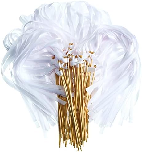 Amazon.com: 100 Pieces Lace Ribbon Wedding Wand Sticks Colorful Ribbon ...