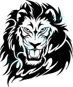 Lions Face Black And White