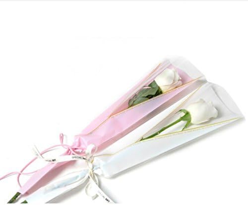 Amazon.com: Flower Wrapping Paper Single Rose Packaging Bag 100 Pack ...