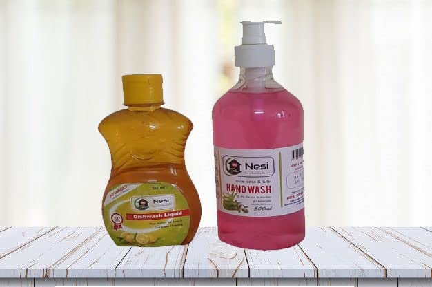 Nesi Home Care Dishwash Liquid (350 ml) and Hand Wash Gel(500 ml) Combo ...
