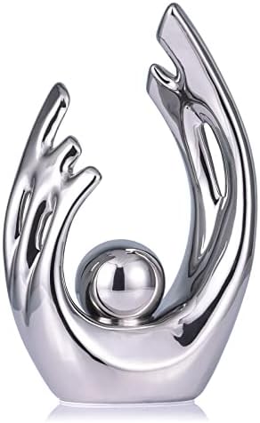 Amazon.com: 11in H Silver Statue for Home Decor, Abstract Art Ceramic ...