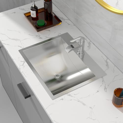 Snapklik.com : 21 Stainless Steel Bathroom Sink Drop In - 21x17 ...