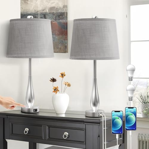 Best Gray Lamps for the Bedroom: Modern, USB‑Enabled Nightstand ...