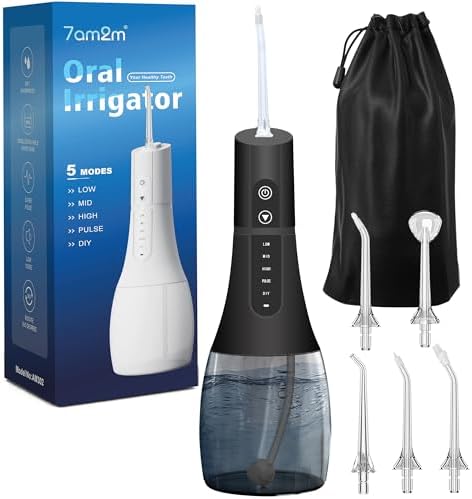 Amazon.com: 7AM2M Water Dental Flosser Pick for Teeth, 450ML Portable ...