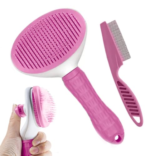 Cat Brush, Self Cleaning Cat Grooming Brush with Release Button, Dog ...