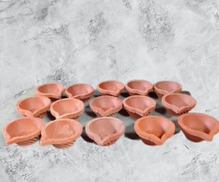 Buy (Set of 20pcs) Clay Diya/Chirad/Deepam/Deepa/Earthen Lamp for ...