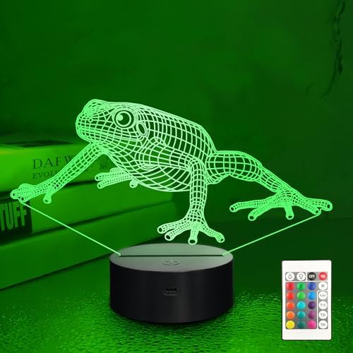 Lampeez Frog 3D Night Light Kids Optical Illusion Lamp with 16 Colors ...