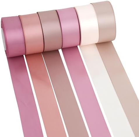 Amazon.com: WHZKCYH Pink Satin Ribbon 1" Pink Ribbon for Gift Wrapping ...