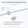 Silver Wardrobe Rails, 74-190cm Heavy Duty Hanging Rail for Wardrobe ...