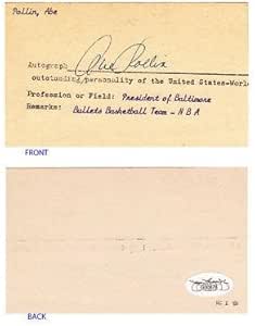 Amazon.com : Sports Memorabilia Abe Pollin Signed 3x5 Index Card JSACOA ...