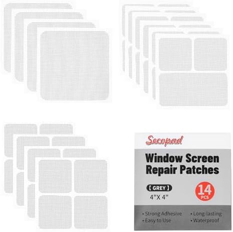 Secopad 14 Sheets Window Screen Patches Repair Kit, Grey/Black 3 Sizes ...