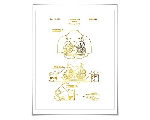 Amazon.com: Bra Patent Gold Foil Patent Illustration. 7 Foil Colours ...