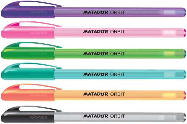 Matador Orbit Ball Point | Oil Based Ink Gel Pen | Smooth Writing | 6 ...