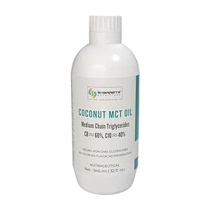 Sharrets MCT Oil 946ml | 60/40 C8:C10 Medium Chain Triglycerides | Pure Coconut MCT for Keto ...