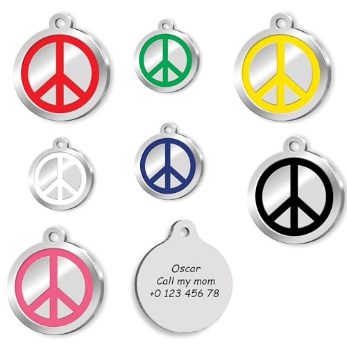 Amazon.com: Peace Sign Dog id Tag - Silver Plated Pet Tags - Silver ...