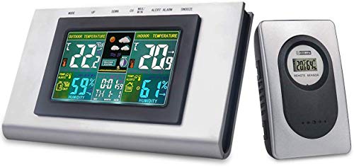 JIMEI Wireless Atomic Clock Weather Stations Indoor Outdoor Temperature ...