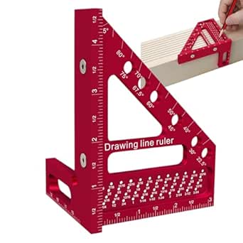 Angle Framing Square - Carpenter Hole Scribing Ruler, 22.5-90 Degree ...