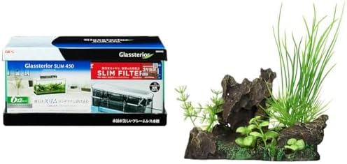 Amazon | 【セット買い】GEX ジェックス グラステリアスリム450 6点セット フレームレス水槽 W45×D20×H22cm 約17L【EC専用対応】 + ジェックス GEX 癒し ...