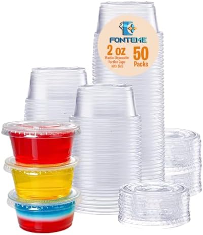 Amazon.com: Fonteme Clear Plastic Portion Cups With Lids - (50 Sets - 2 ...