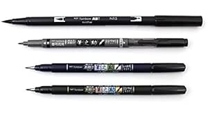 Tombow Fudenosuke Pen Combo - Hard (GCD-111), Soft (GCD-112), Dual Brush(GCD-121) and Dual Pen ...