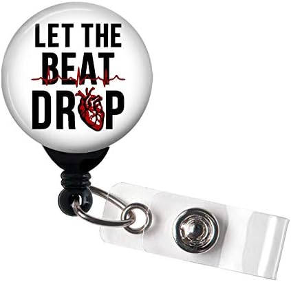 Let The Beat Drop Heart EKG – Carrete retráctil con clip giratorio y ...